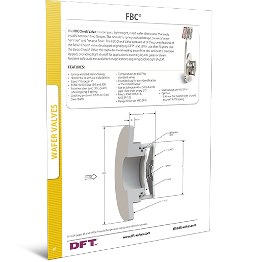 FBC® Check Valve Cut Sheet | DFT Inc. | DFT® Inc